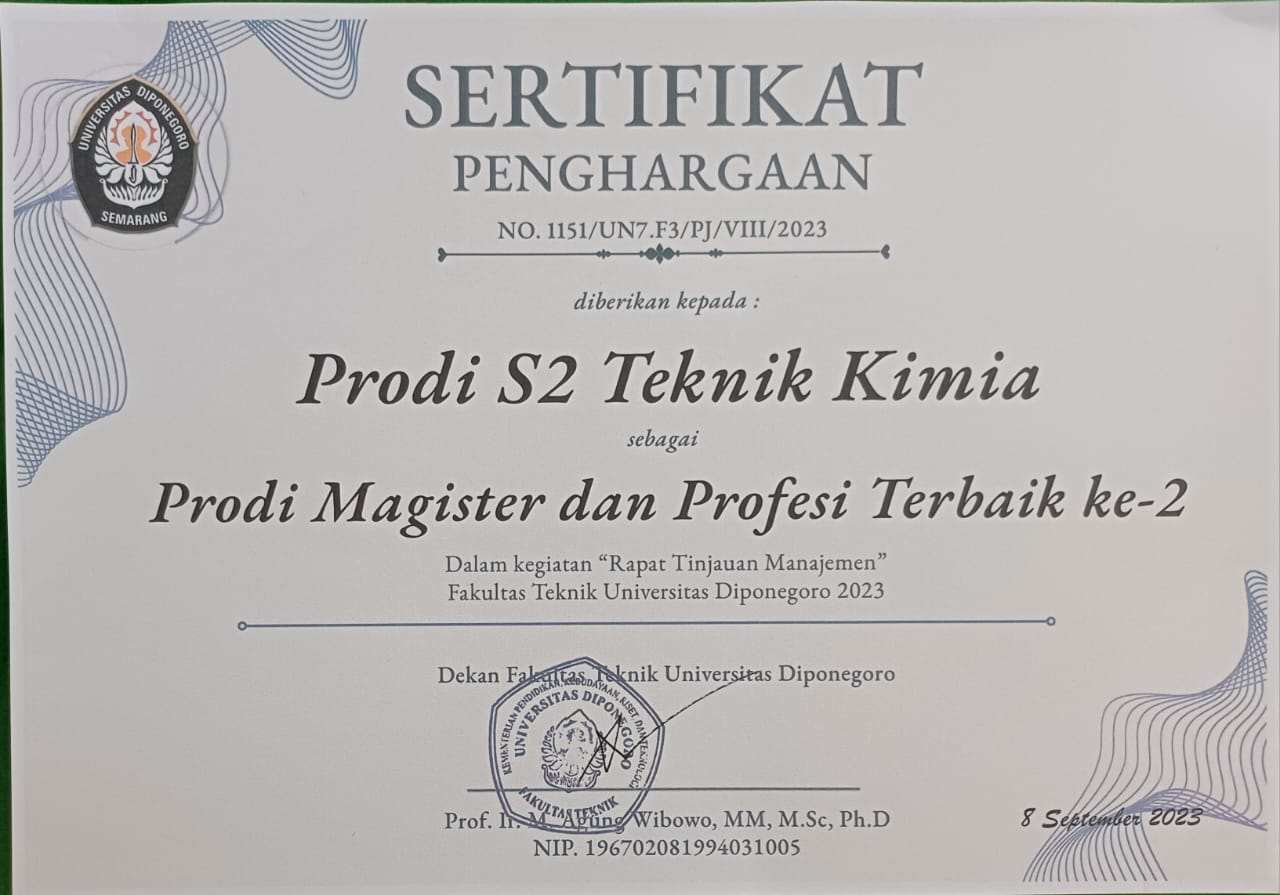 Departemen Teknik Kimia Universitas Diponegoro Meraih Gelar Departemen ...